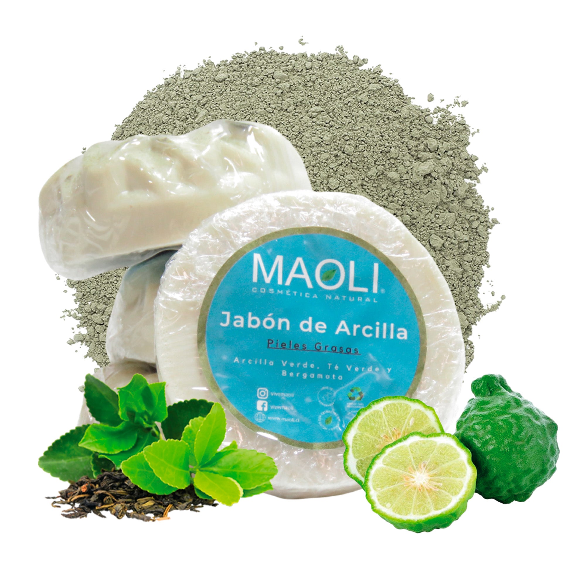 Jabón Arcilla Verde, Bergamota y Tea Tree 80grs – Maoli cosmética natural