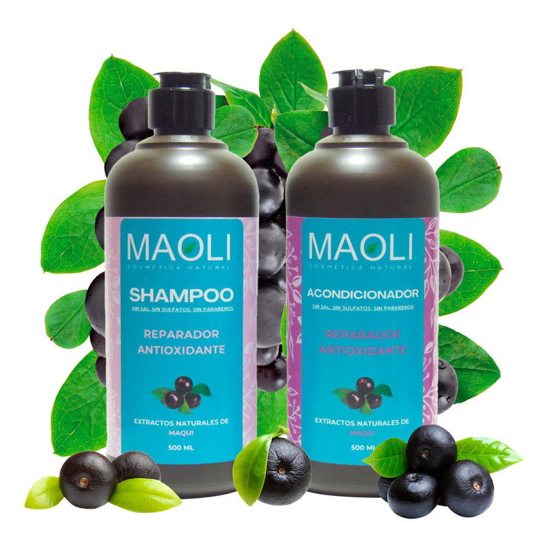 Pack Maqui Shampoo y Acondicionador 500ml c/u – Maoli cosmética natural